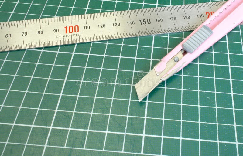 Knife, Cutting Board and Ruler Stock Image - Image of measurement ...