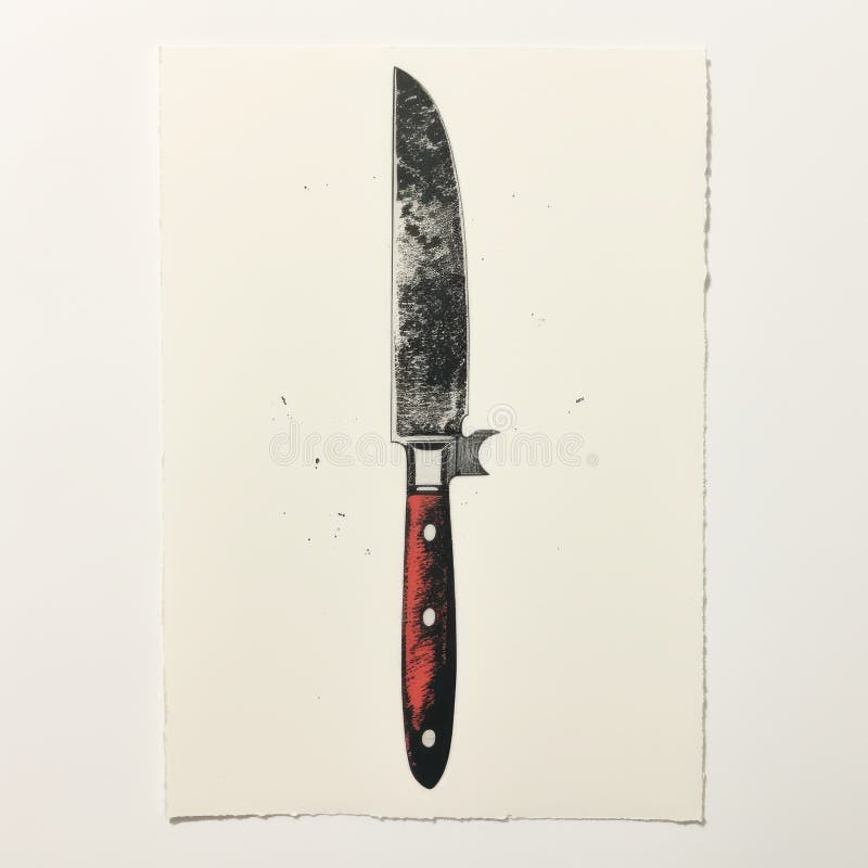 Harsh Realism: a Print of a Knife in Light Black and Red Stock ...