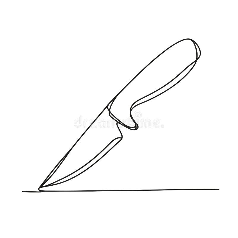 A knife is drawn in a line stock illustration. Illustration of tool ...