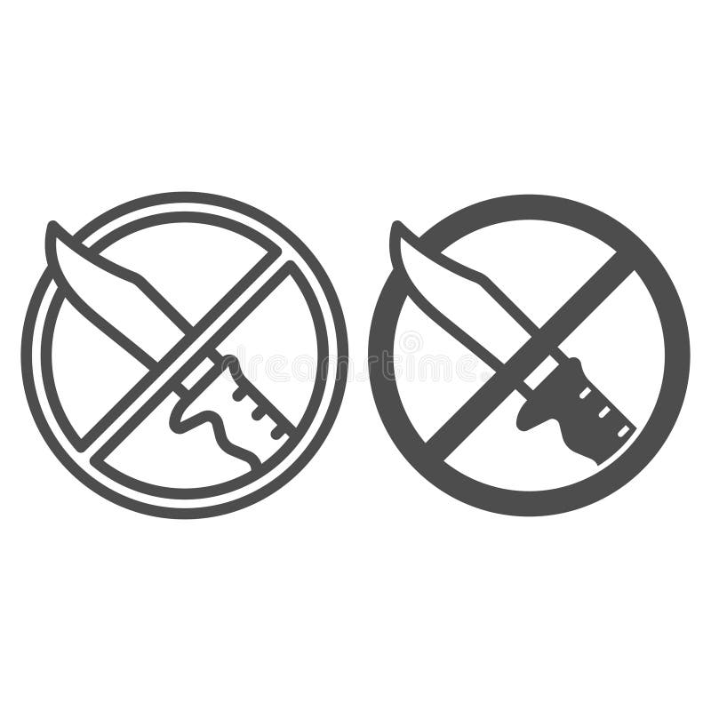 Knife Fight Ban Line and Solid Icon, Prohibited Elements Concept ...
