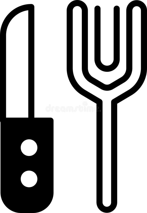 A Knife and Fork are Shown in a Black and White Drawing Stock Vector ...