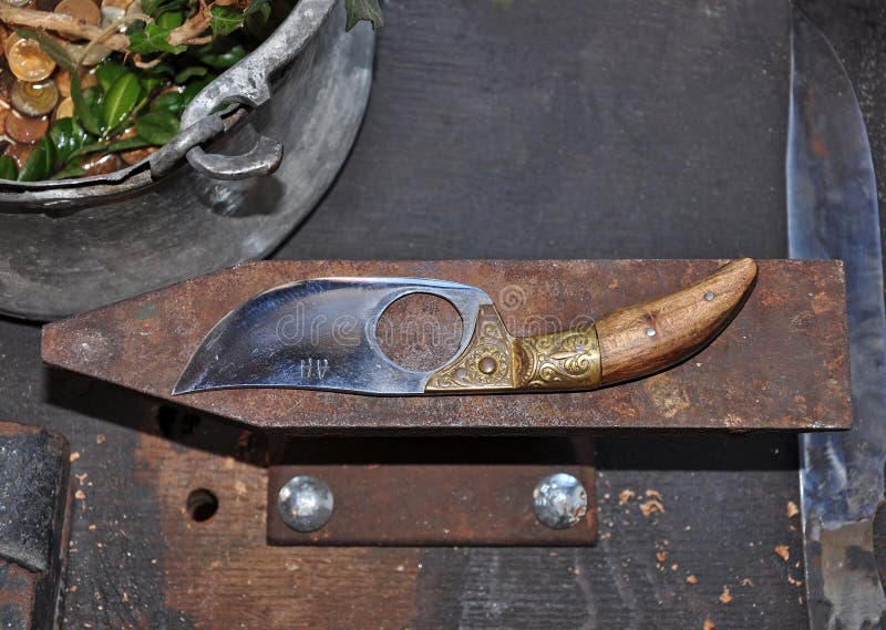 Knife hand-forged steel stock image. Image of beautiful - 71306525