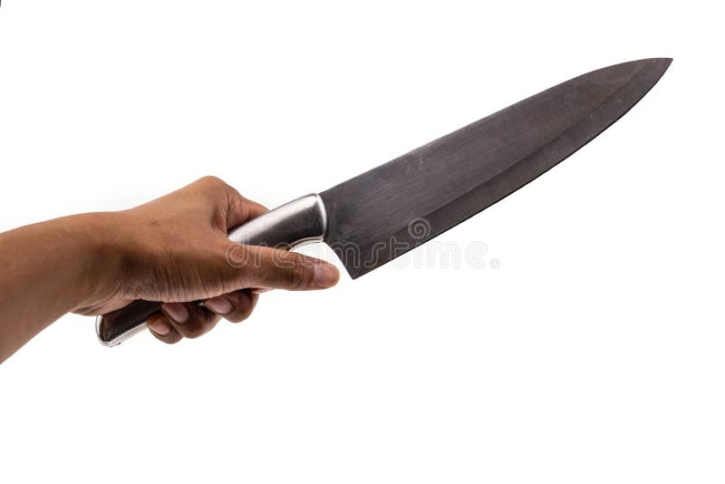 Knife in a Hand with Isolated Over White Stock Photo - Image of cutting ...