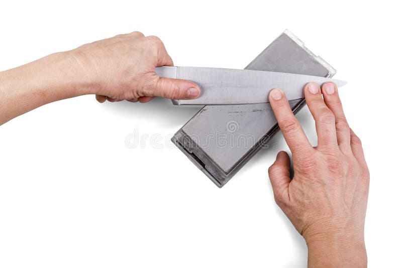 Knife Hand Sharpening Technique - Isolated on White with Clipping Path ...