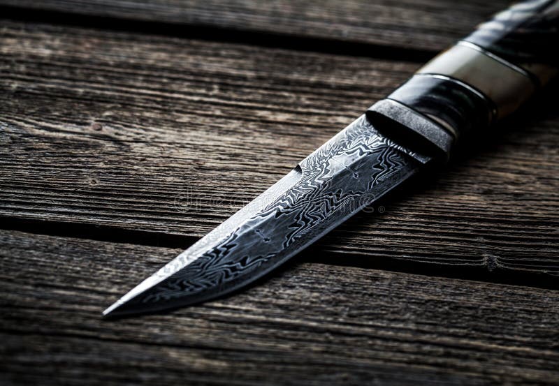 Knife Handmade from Steel and Wood Handle Stock Photo - Image of ...