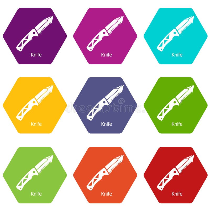 Knife icons set 9 vector stock vector. Illustration of graphic - 119272221