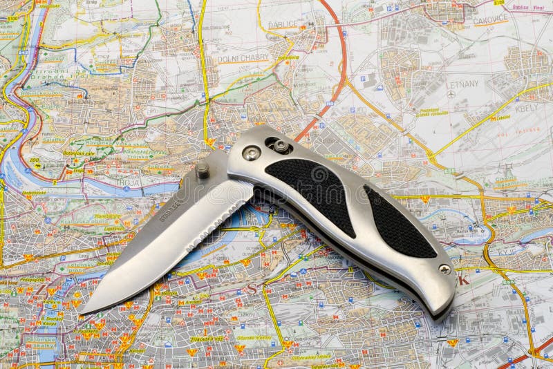 Knife On A Map Picture. Image: 3600694