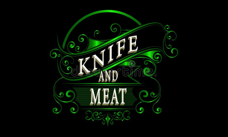 KNIFE and MEAT Lettering Custom Style Design Stock Illustration ...