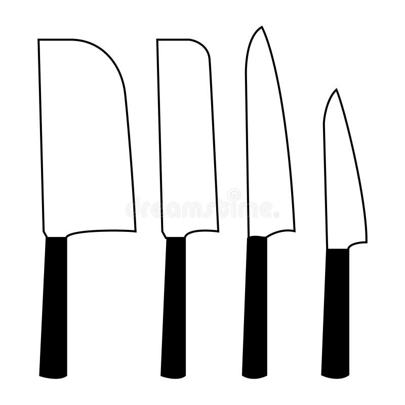 Knife Set: 4 High-Quality Vector Knives Stock Vector - Illustration of ...