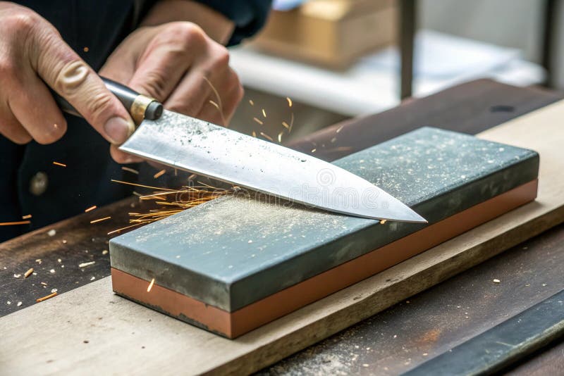 Knife Sharpening, Blade, Whetstone Stock Illustration - Illustration of ...