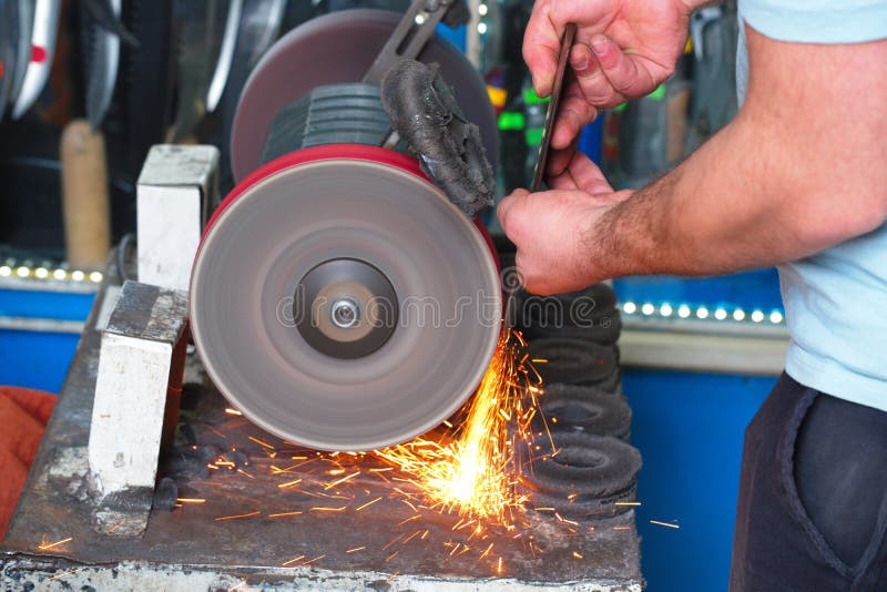 Knife sharpening machine stock image. Image of knife - 141505815