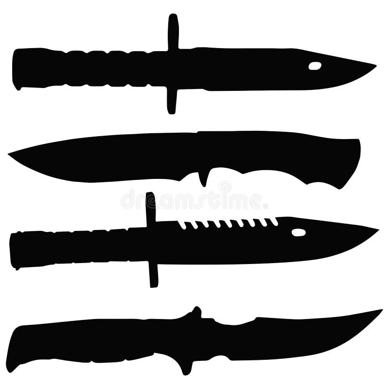 Knife Silhouette Set Icon, Hunting Knife, SVG Vector Stock Vector ...