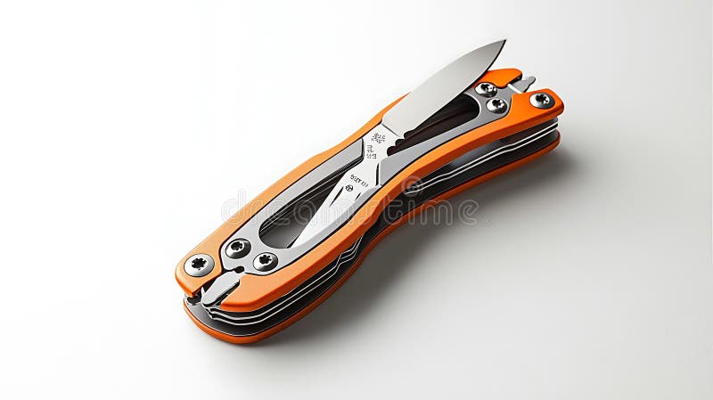 A Knife with a Silver Blade and Orange Handle Stock Photo - Image of ...