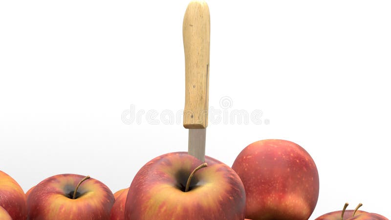 Knife stuck in apple stock illustration. Illustration of hamburger ...