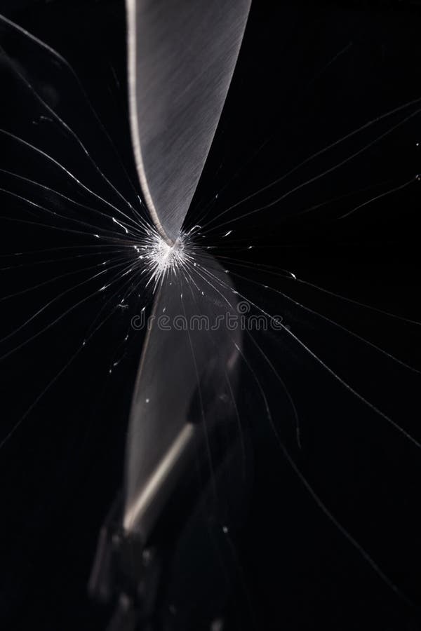 Knife Stuck in the Smartphone Glass, Cracked Phone Display, Protective ...