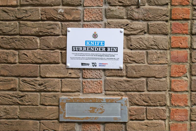 Knife Surrender Bin Set into a Brick Wall. Weapons Amnesty. Editorial ...