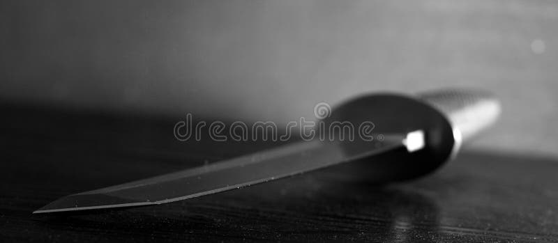 Knife on the table stock photo. Image of steel, wooden - 86184562