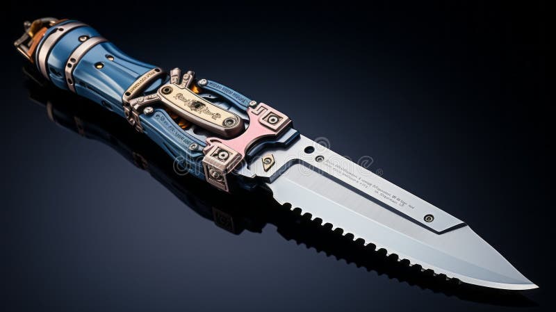 Cool Knife Design with Silver and Blue Colors Stock Illustration ...