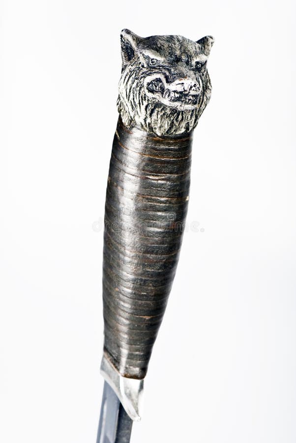 Knife with the Wolf Head on the Handle Stock Image - Image of cold ...