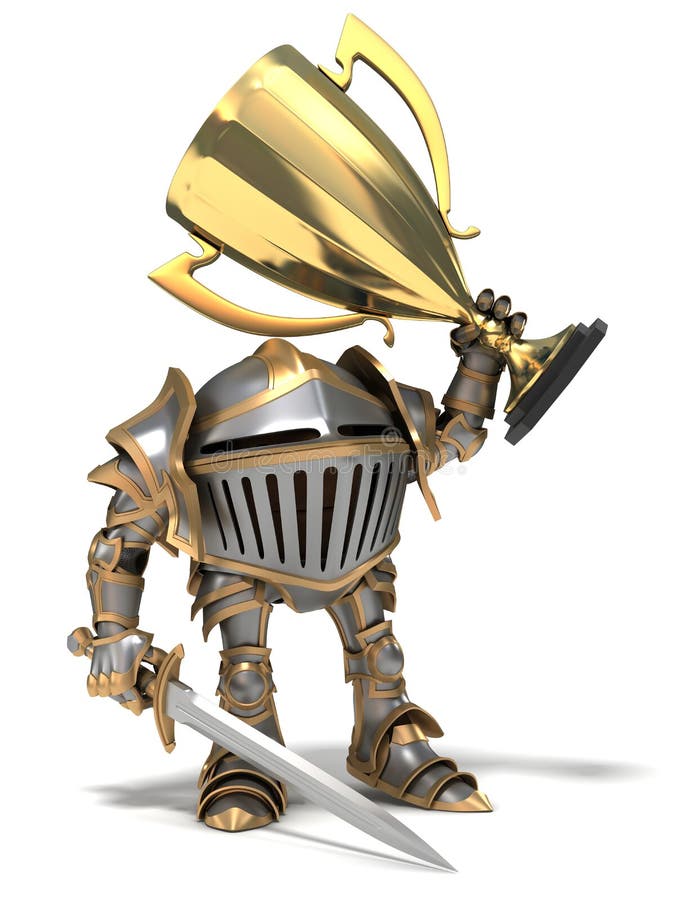 Knigh mit einer Schale stock abbildung. Illustration von ...