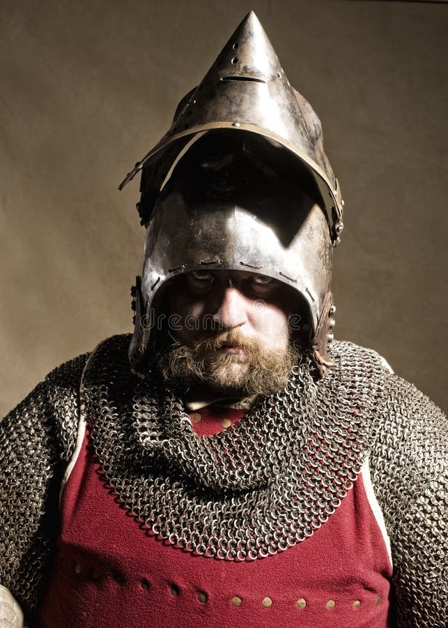 Great Knight Holding His Sword and Helmet Stock Photo - Image of white ...