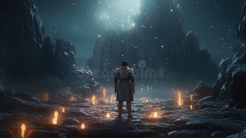 Knight Amidst Magical World, Digital Art Illustration, Generative AI ...