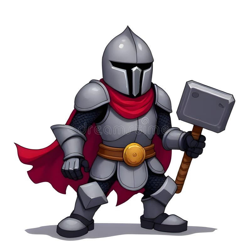 Knight at arm hold hammer stock illustration. Illustration of hammer ...