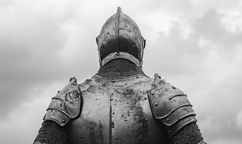 Knight in Armor, Back View, Cloudy Sky, Historical Representation ...