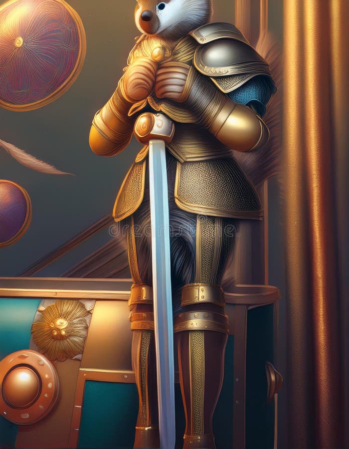 Knight in Armor in Castle Hall Stock Illustration - Illustration of ...