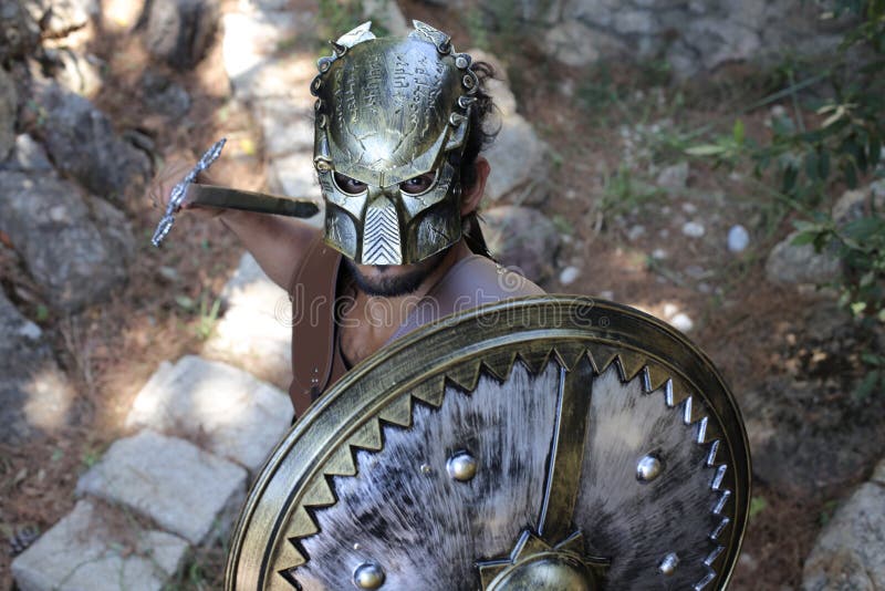 Knight with Armor, Helmet and Sword Stock Image - Image of battle ...
