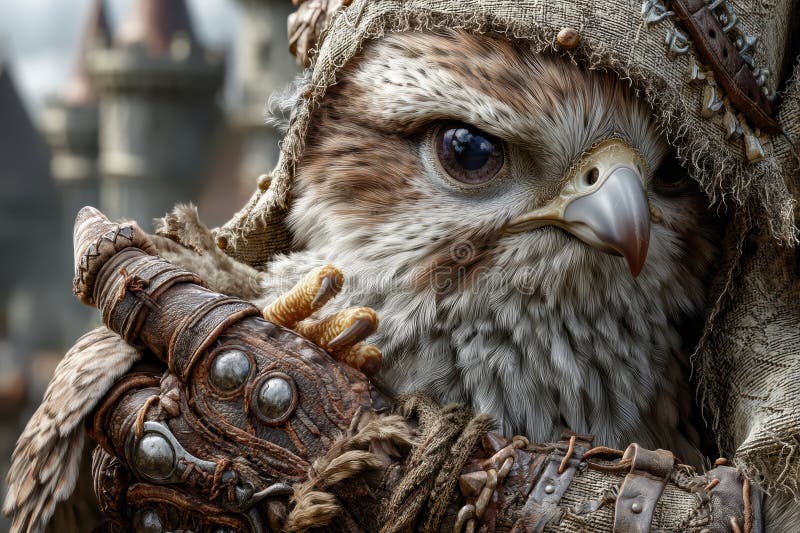 Medieval falconer BW stock vector. Illustration of knight - 246510124