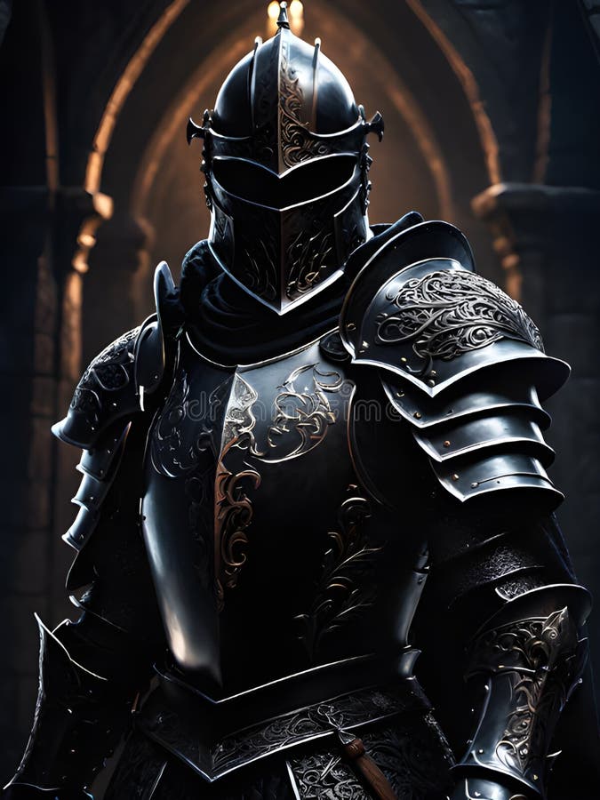 Knight in armor with sword stock illustration. Illustration of crusader ...