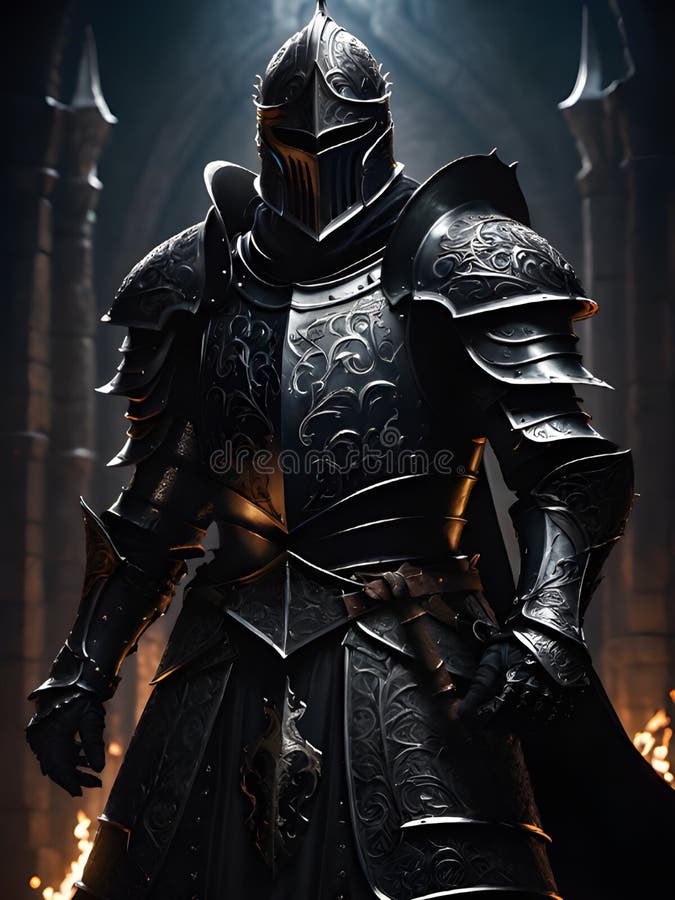 Knight in armor with sword stock illustration. Illustration of armor ...