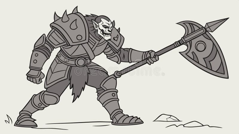 Knight in Armor Wielding Axe, Medieval Warrior Illustration Vector ...