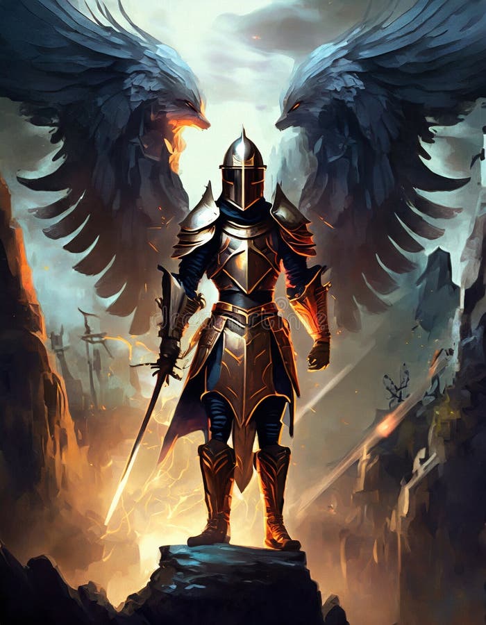 Knight with Armor and Wings Stock Illustration - Illustration of ...