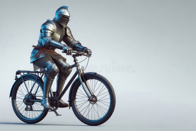 A Knight on a Bicycle in Armor. Space for Text. Stock Photo - Image of ...