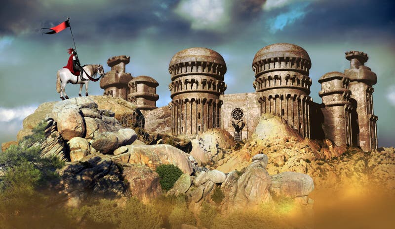 Knight and castle stock illustration. Illustration of colour - 23410257