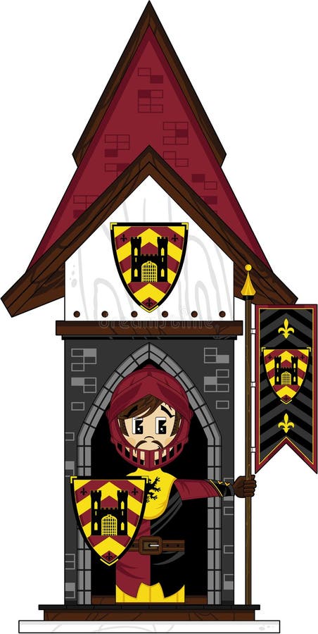 Knight at Castle Guardpost stock vector. Illustration of helmet - 94591493