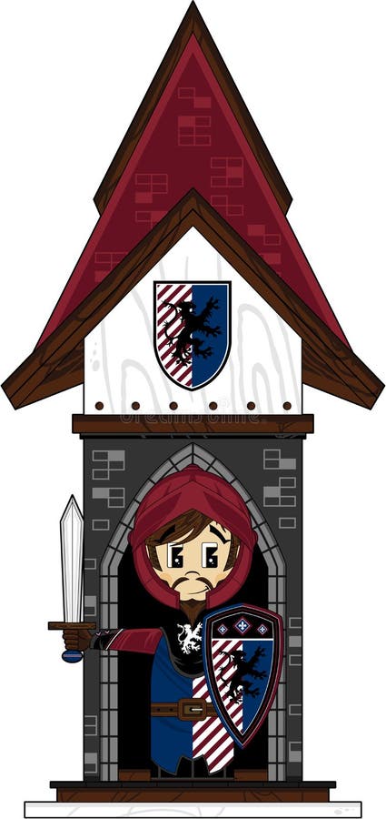 Knight at Castle Guardpost stock vector. Illustration of tower - 94591512