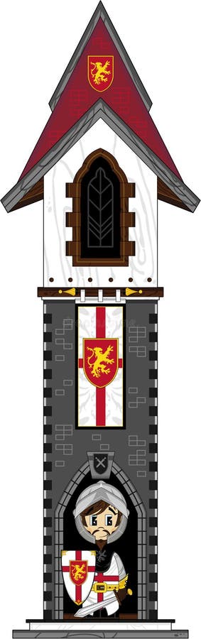 Knight at Castle Guardpost stock vector. Illustration of military ...