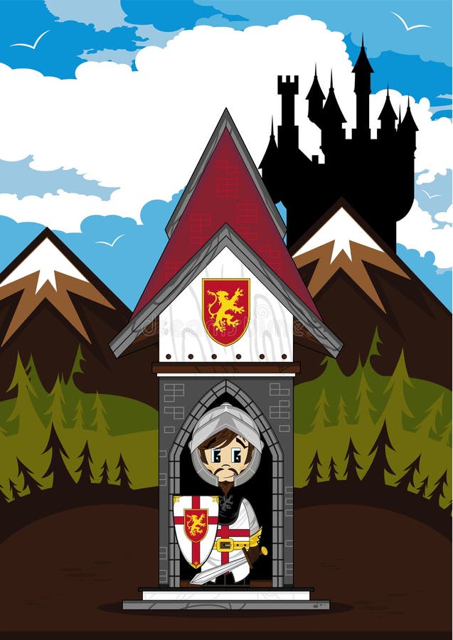 Knight at Castle Guardpost stock vector. Illustration of knights - 94591595
