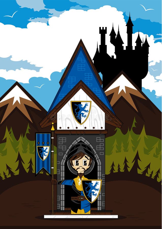 Knight at Castle Guardpost stock vector. Illustration of available ...