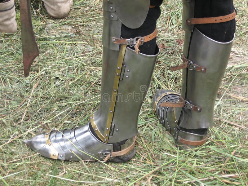 Knight Feet in Steel Boots Medieval Warrior Equipment for Fight and War ...
