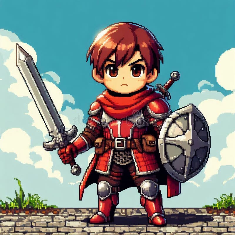 Knight Character Vector Design with Red Armor Stock Illustration ...