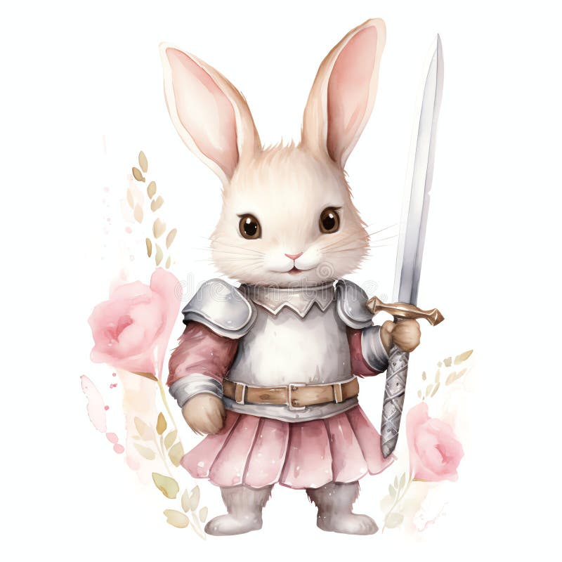 Knight Cute Bunny Blue Cute Bunny Watercolor Stock Illustration ...