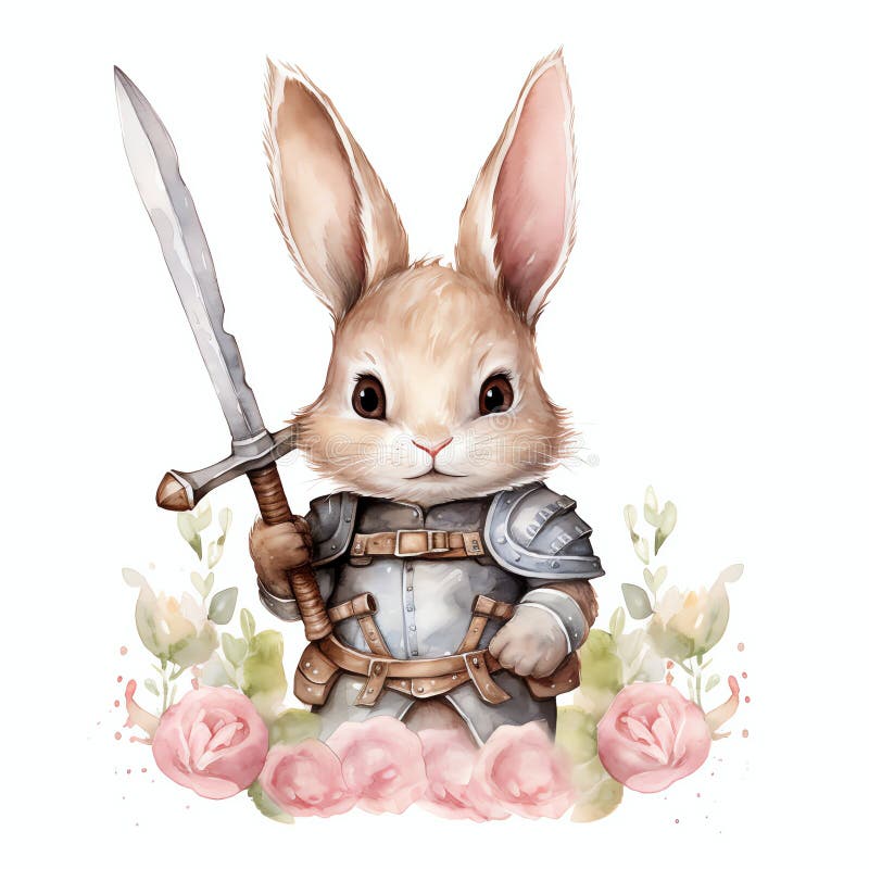 Knight Cute Bunny Blue Cute Bunny Watercolor Stock Illustration ...