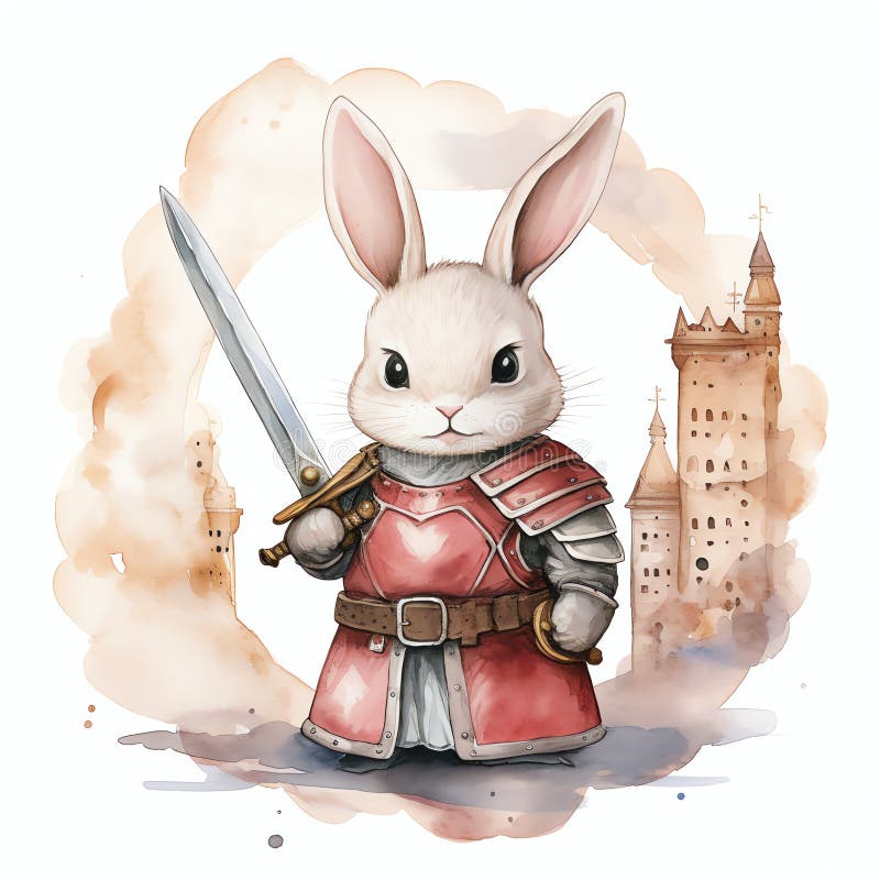 Knight Cute Bunny Blue Cute Bunny Watercolor Stock Illustration ...