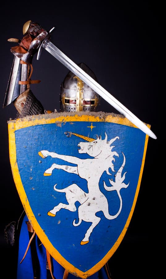 Knight in defending mode stock image. Image of female - 13312875