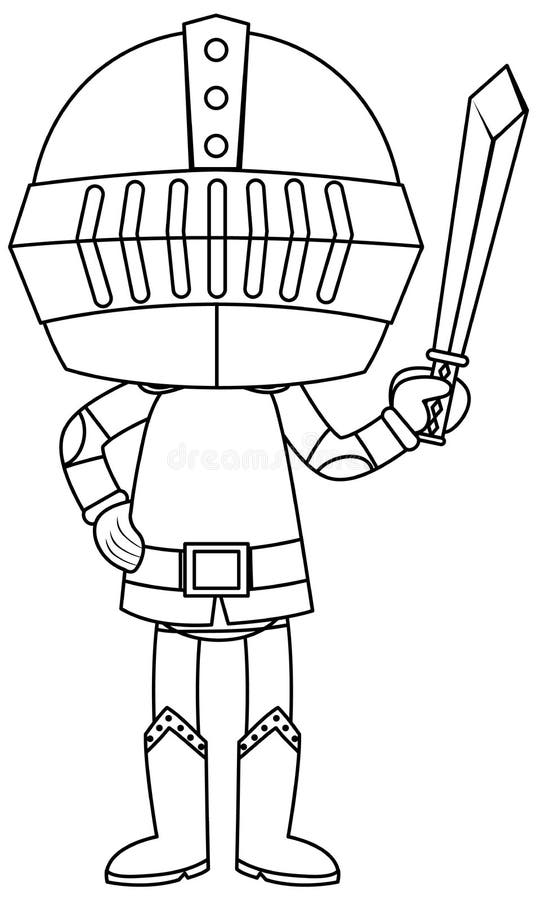 Knight Doodle Outline for Colouring Stock Vector - Illustration of ...