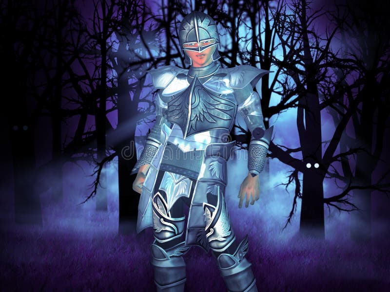 Knight in the forest stock illustration. Illustration of heavy - 28946974